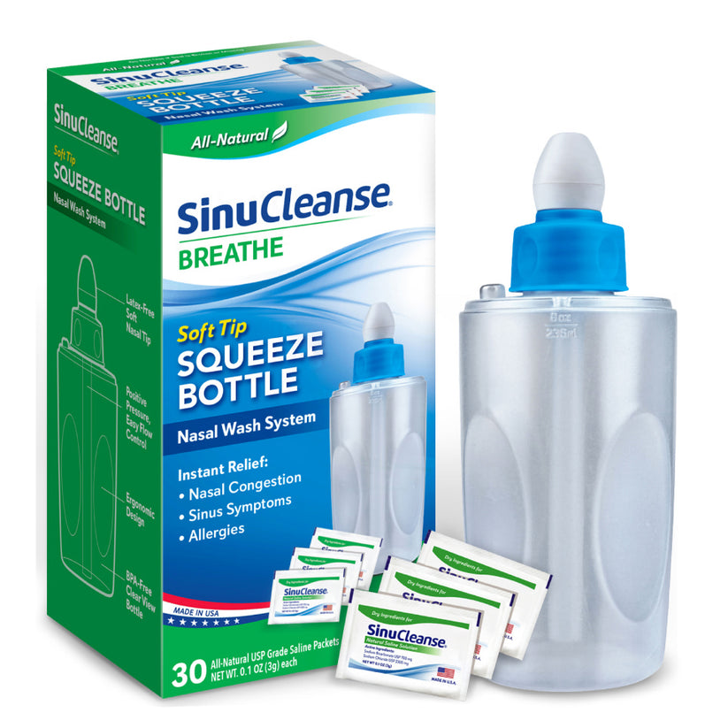 SinuCleanse Soft Tip Squeeze Bottle Nasal Wash Irrigation System ...